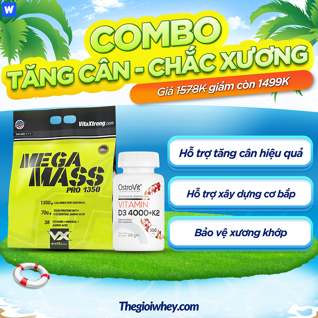 Combo VitaXtrong Mega Mass Pro 1350 12lbs (5.4kg) & Ostrovit D3 4000 K2 (110vien) | Giá Rẻ ...