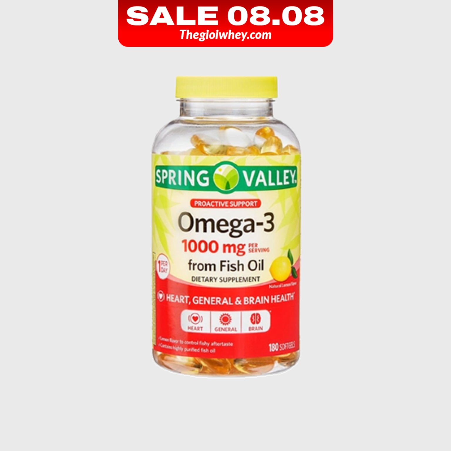 Spring Valley Omega 3 Fish Oil 1000mg 180 viên– Thế Giới Whey